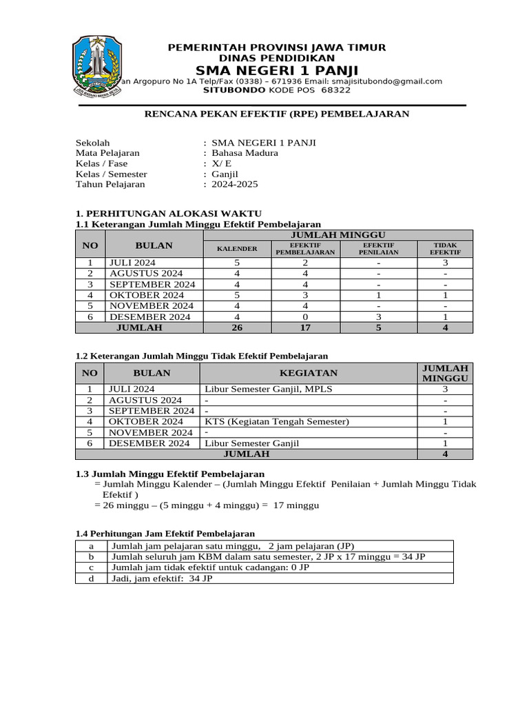 RPE 2024-2025 Ganjil Kelas X | PDF