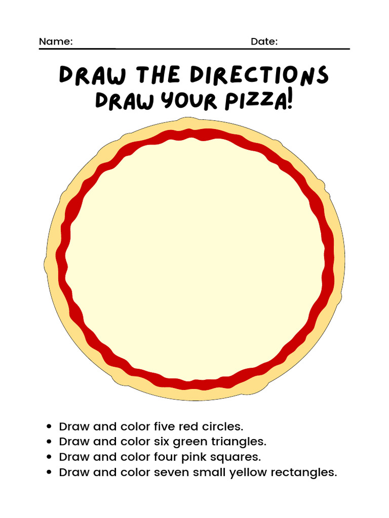 Draw The Directions Shape Pizza Drawing Prompt Worksheet | PDF
