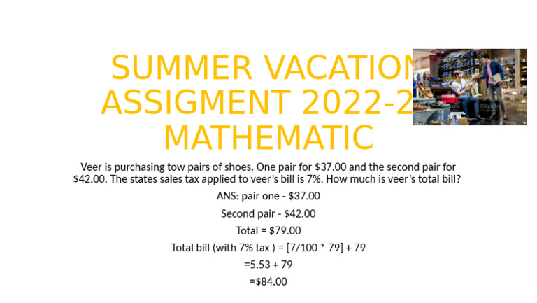Summer Vacation Assignment 2022 - 23 Math Photo Pasted | PDF