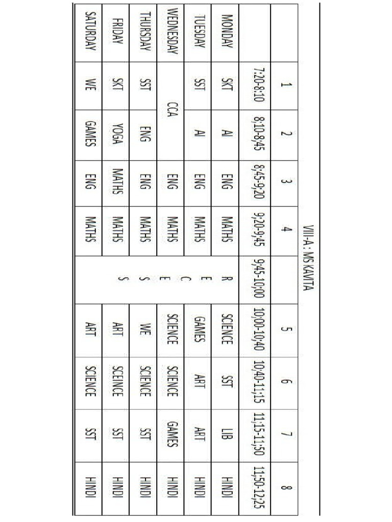 Time Table 2024-2025 | PDF