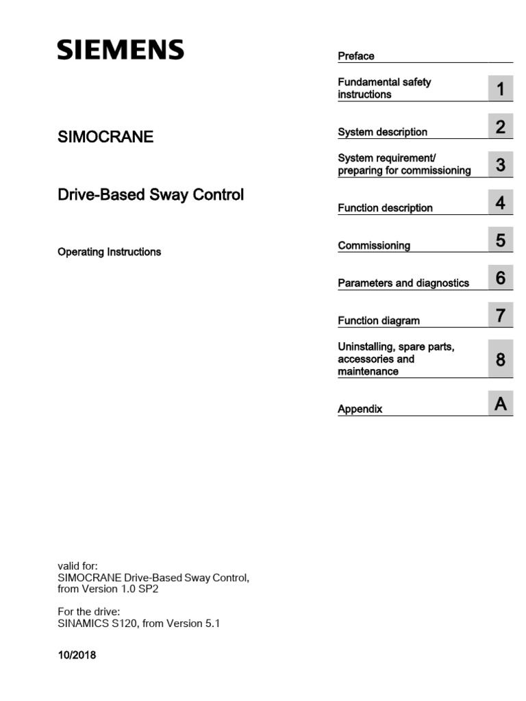 SIMOCRANE Operating Instructions Drive-Based Sway Control en en-US ...