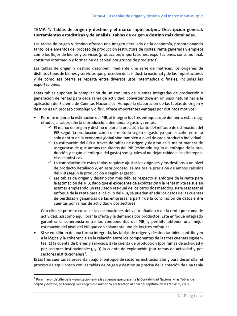 Tema 4 Tablas de Origen y Estino | PDF | Producto Interno Bruto | Valor ...