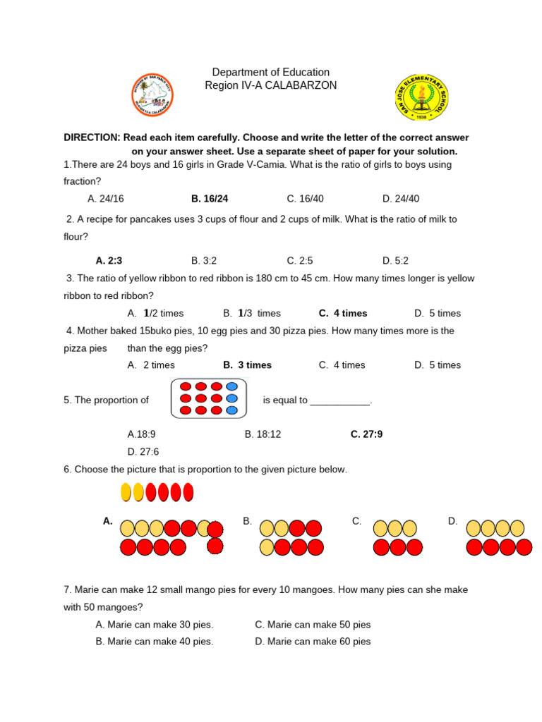 Grade 6 Math 2nd Periodical Test | PDF | Integer | Percentage