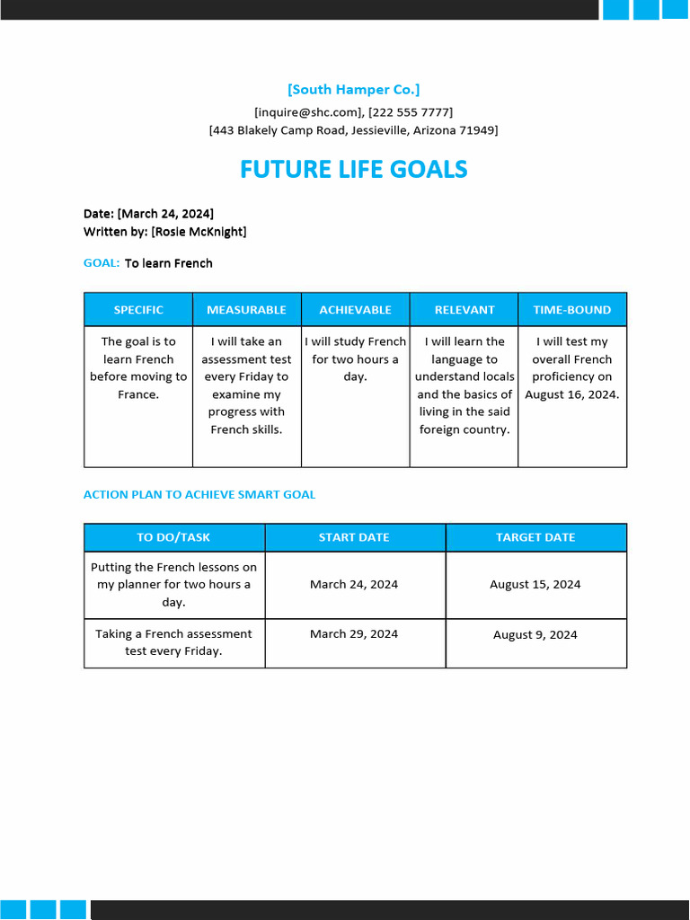 Future Life Goals Template - A4 - Editable | PDF