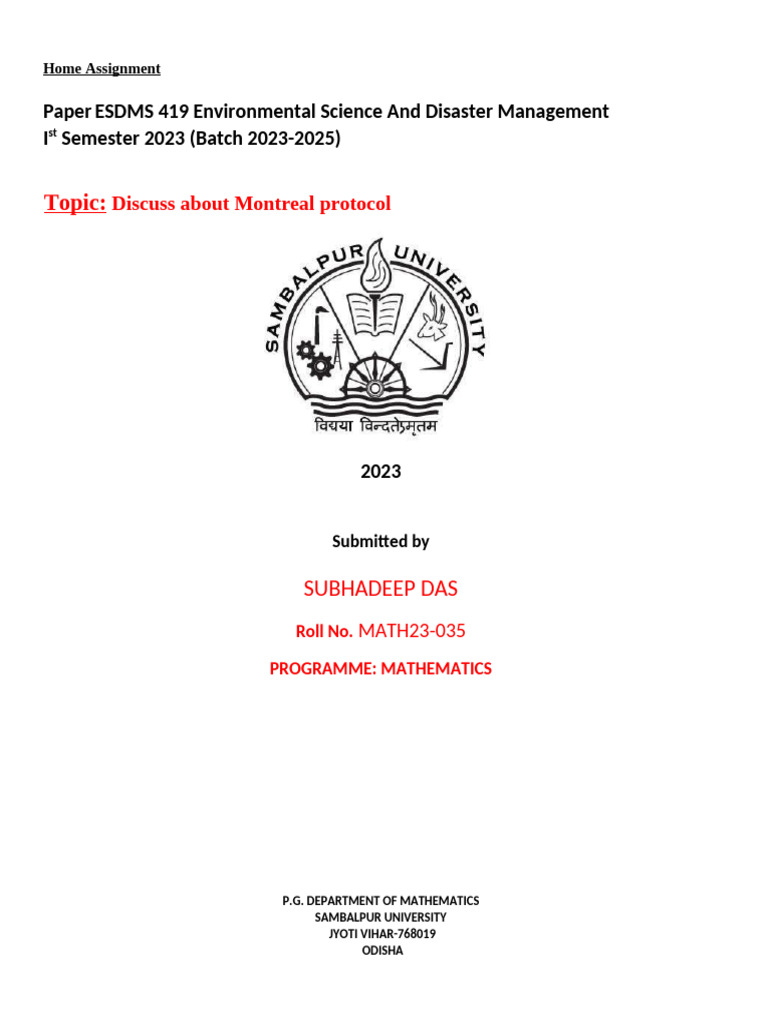 Montreal Protocol Discussion Assignment | PDF | Science & Mathematics | Technology & Engineering