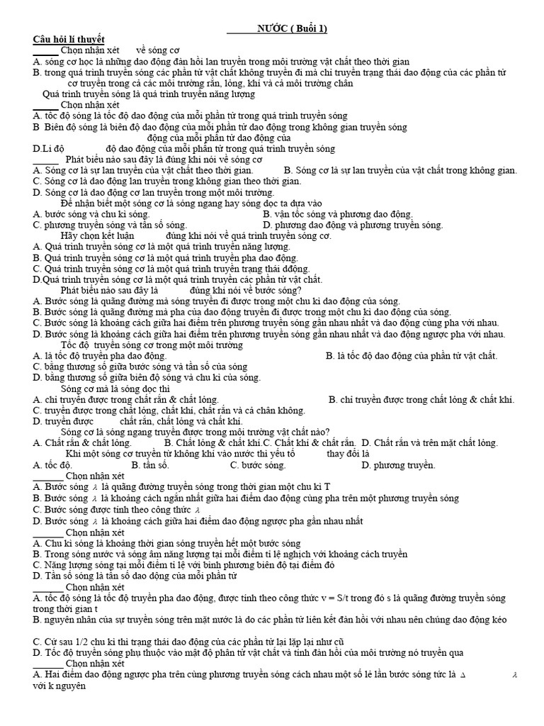 BÀI TẬP SÓNG - HSG | PDF