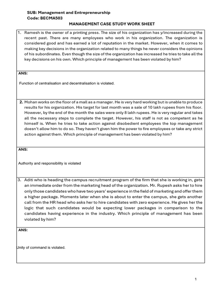 Case Stydy 1 | PDF | Business