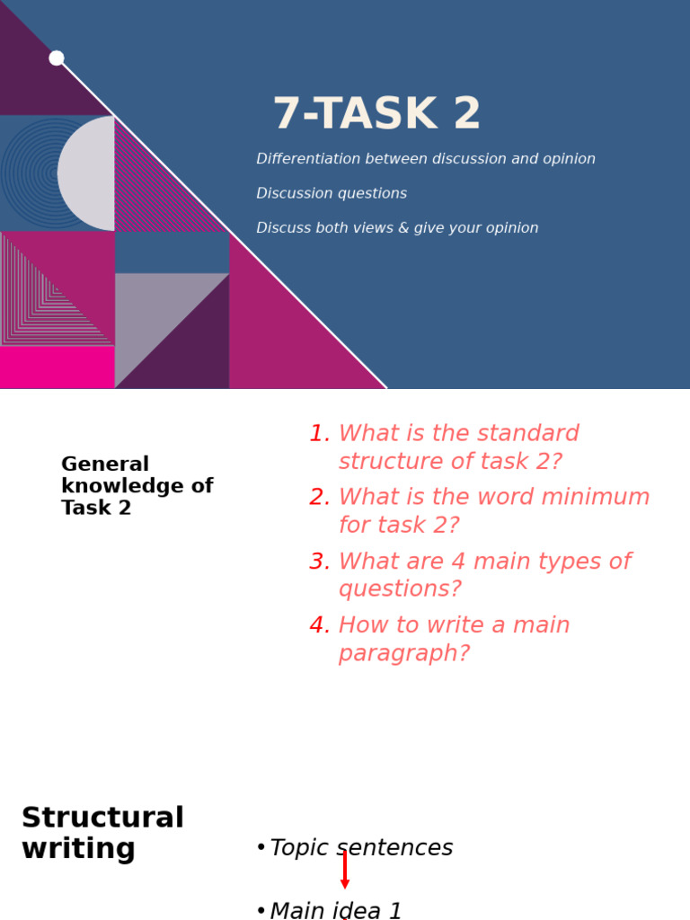 Discussion vs Opinion: Task 2 Guide | PDF | Argument | Question