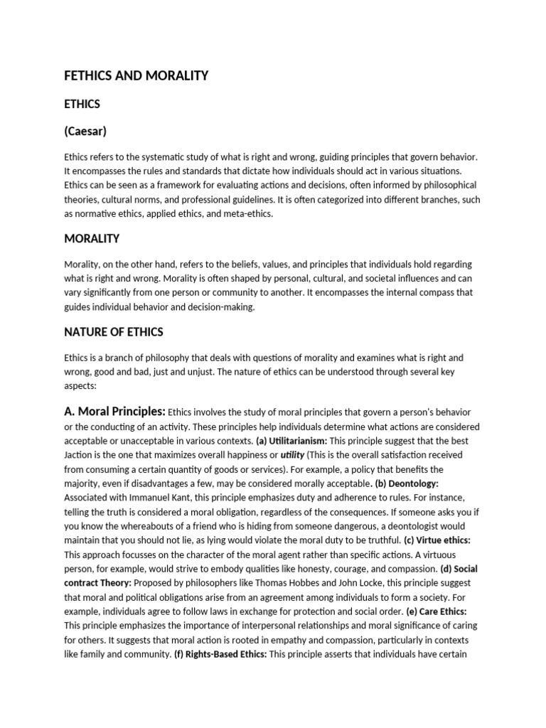 Ethics @@@ | PDF | Utilitarianism | Morality