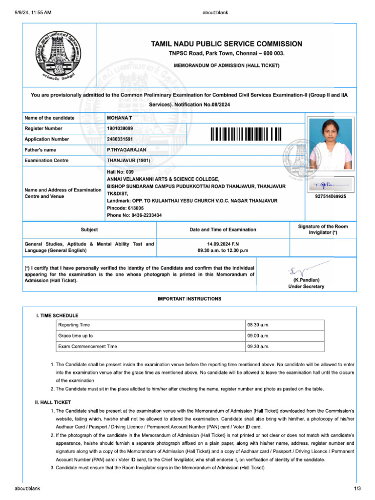 Group 2 Hall Ticket | PDF