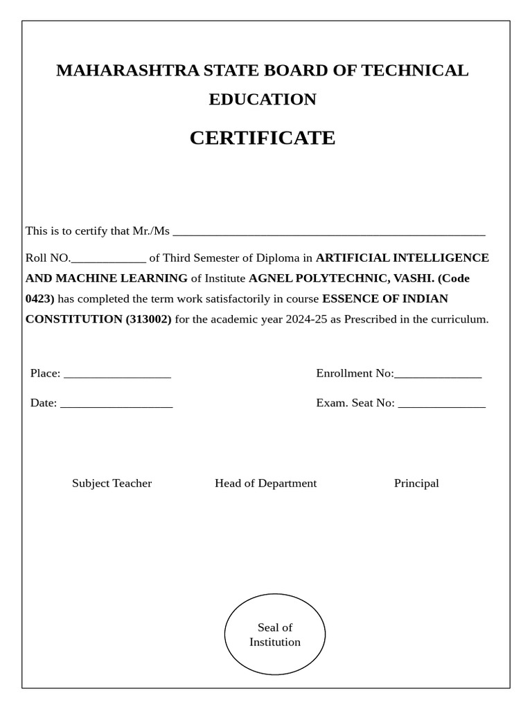EIC Certificate | PDF