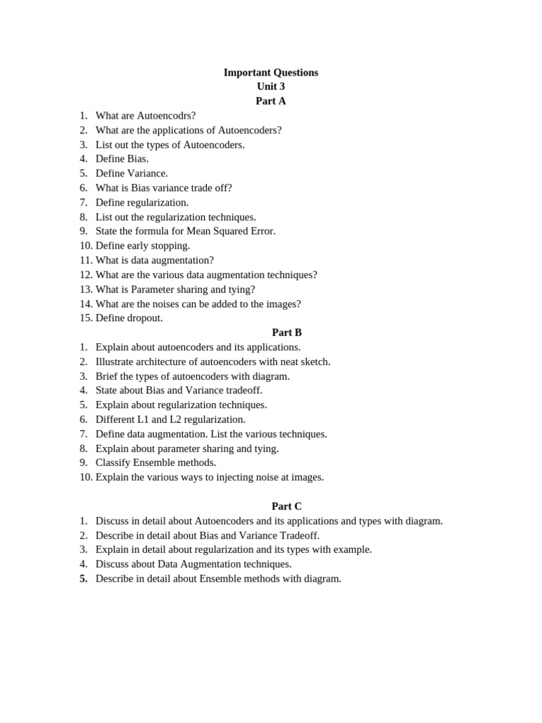 Deep Learning Unit - 3 Questions | PDF