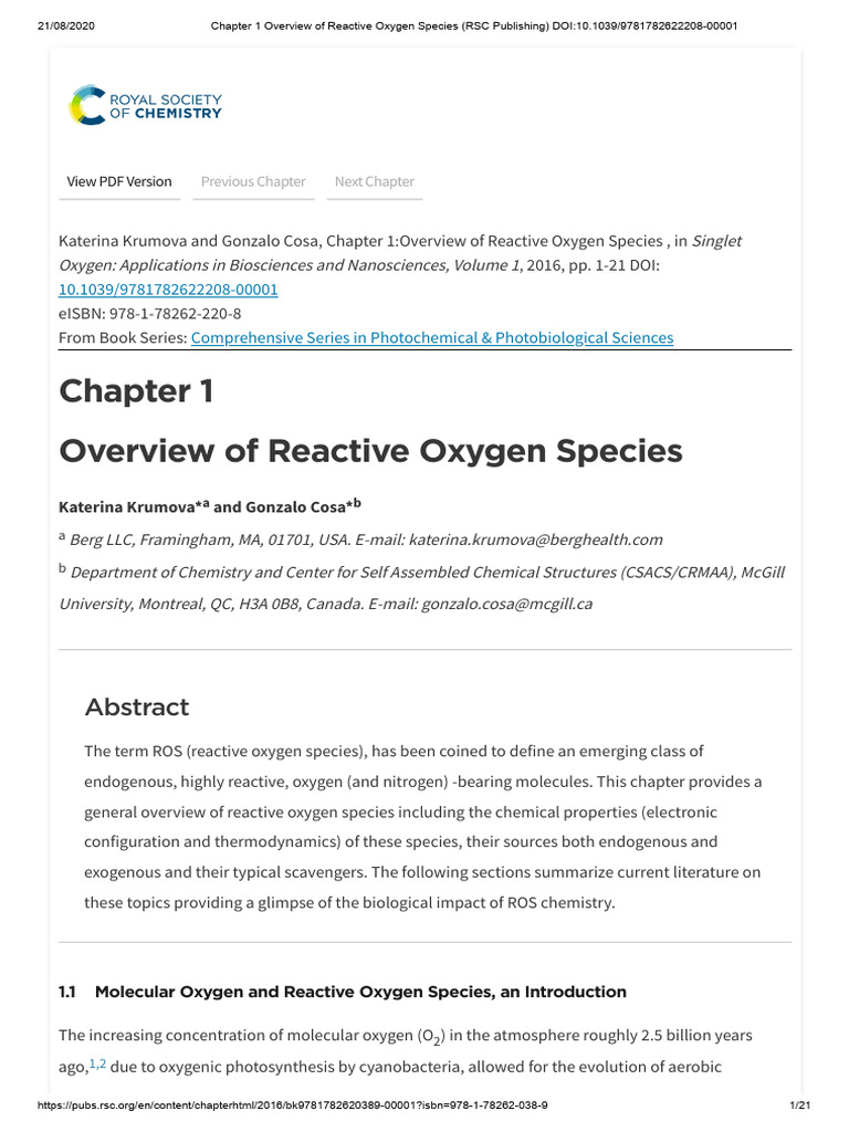 Overview of Reactive Oxygen Species With Chemical Information-2016 ...