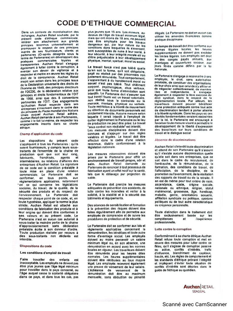 Code D'ethique Commercial | PDF