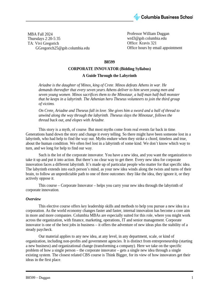 CI Syllabus 2024 Fall Draft (002) 2 | PDF | Minotaur | Theseus