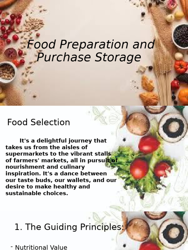 Food Selection Purchase and Storage | PDF | Food Storage | Foods