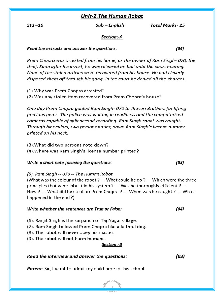 STD 10 Test Paper Unit 2 | PDF