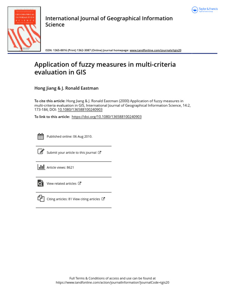 Application of Fuzzy Measures in Multi-Criteria Evaluation in GIS | PDF ...