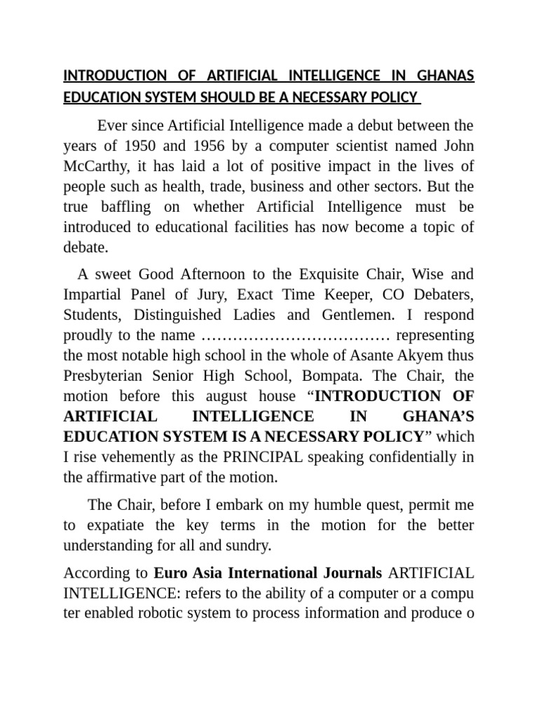 Ai for the Motion Final | PDF | Artificial Intelligence | Intelligence (AI) & Semantics