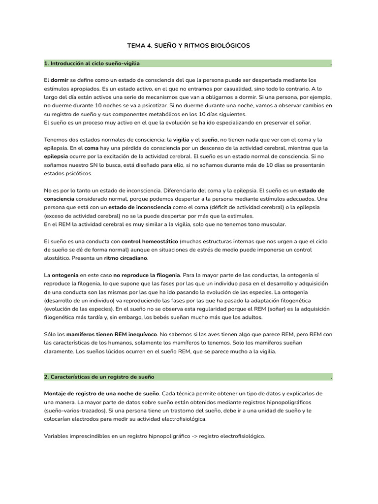 Wuolah Free Tema 4. Sueno y Ritmos Biologicos Gulag Free | PDF | Dormir | Movimiento rápido del ...