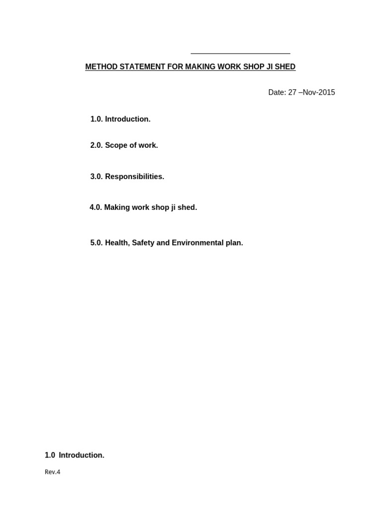 Workshop Shed Construction Method Statement | PDF | Welding | Construction