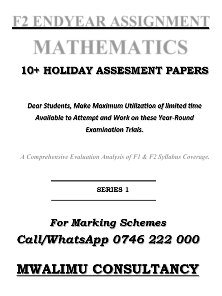 Form 2 Mathematics End-Year Assignment | PDF | Circle | Area