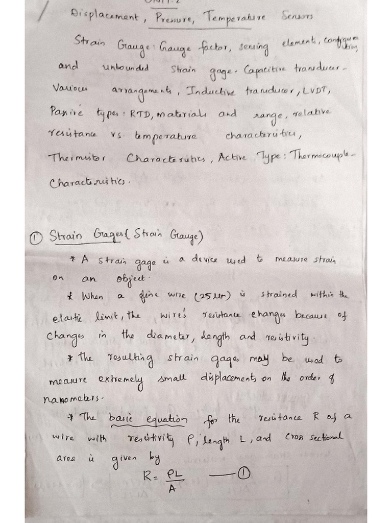 Online Sensors Notes Unit II | PDF