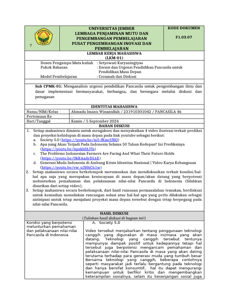 LKM Pancasila Ahmada | PDF | Seni