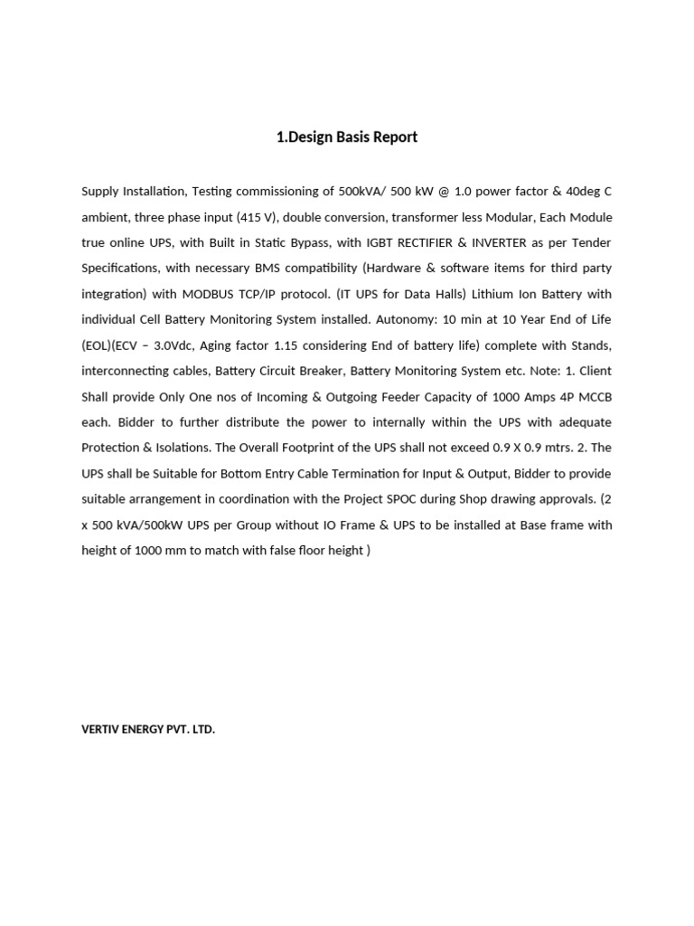 500kW UPS Design and Specifications | PDF | Computers | Technology ...
