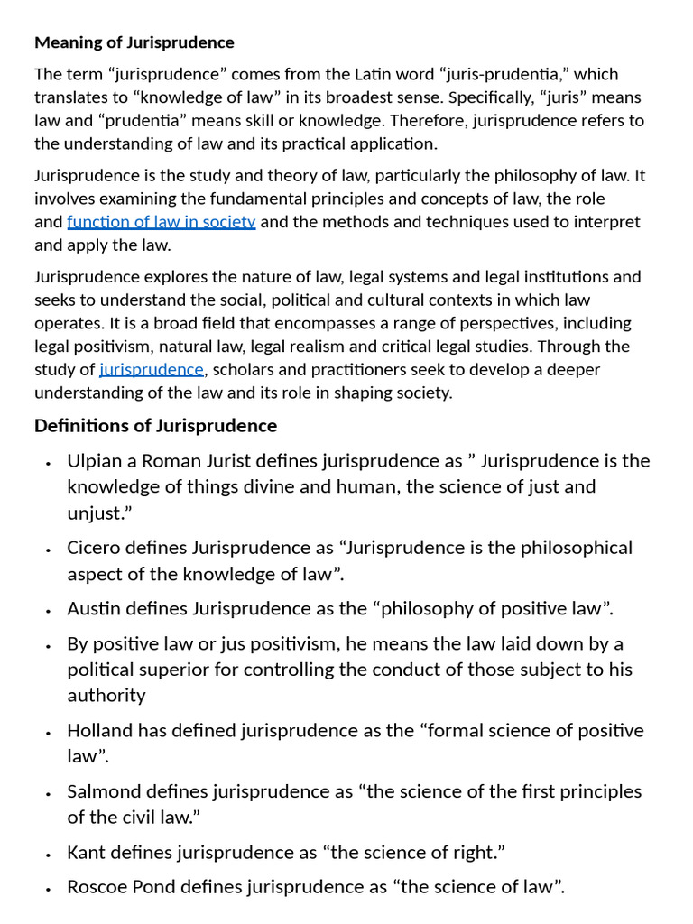 Meaning, Nature N Scopeof Jurisprudence | PDF | Jurisprudence | Theory