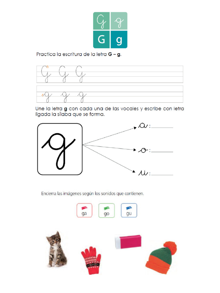 Actividades Letra Ga - Go - Gu | PDF
