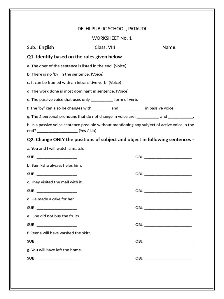 Worksheet 1 DPS CLASS 8TH | PDF