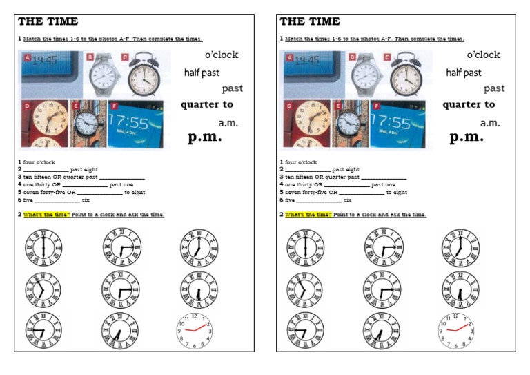 2.2 What Time Do You... (Speaking) | PDF