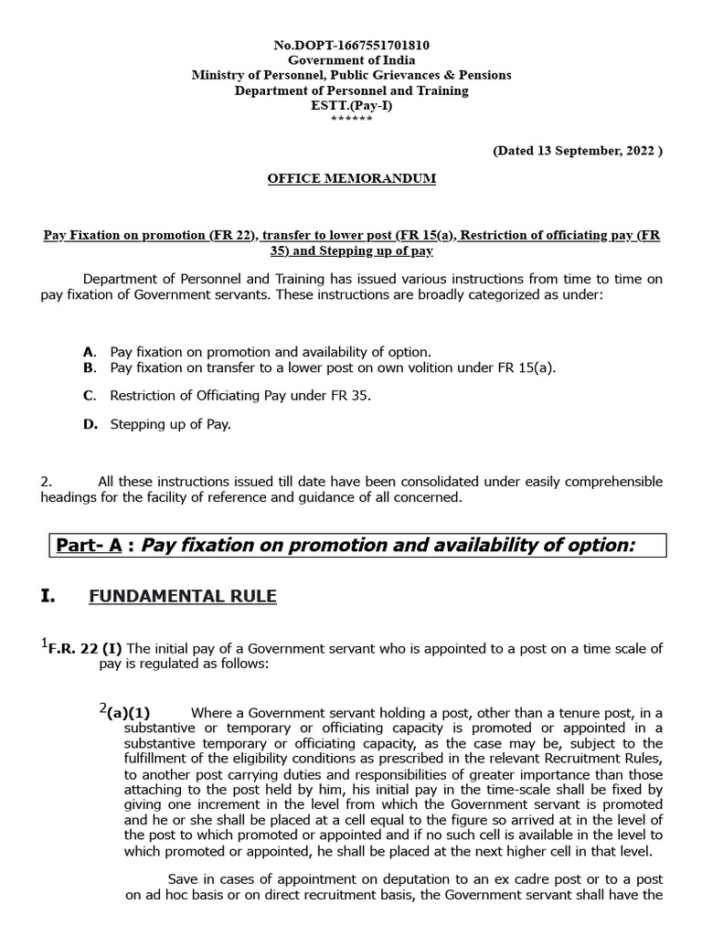 Pay Fixation Rules for Promotions | PDF | Government