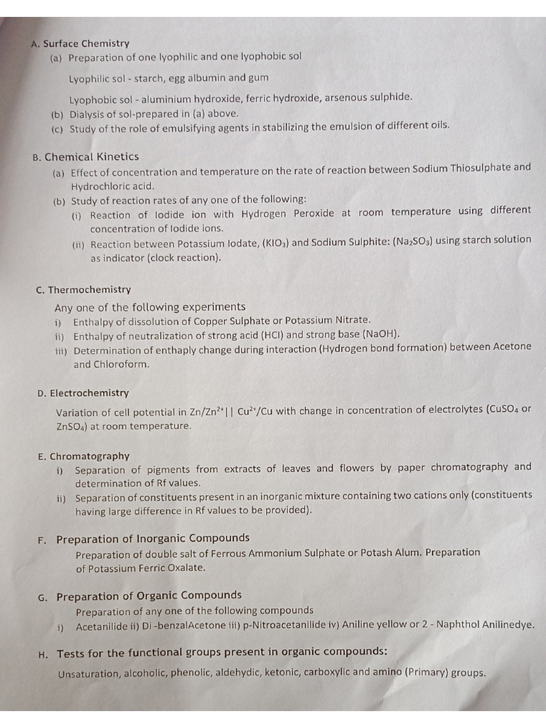 Class 12, Chemistry Practical Questions 2024 | PDF | Chemical Reactions ...