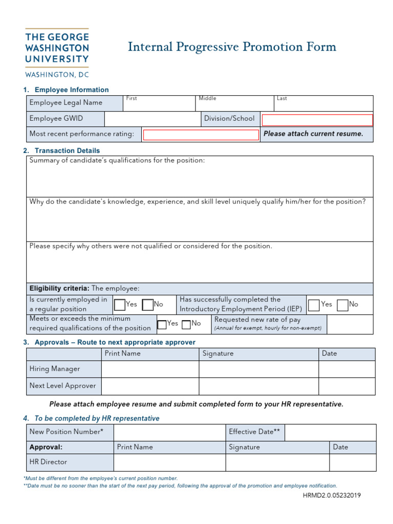 Internal Progressive Promotion Form | PDF