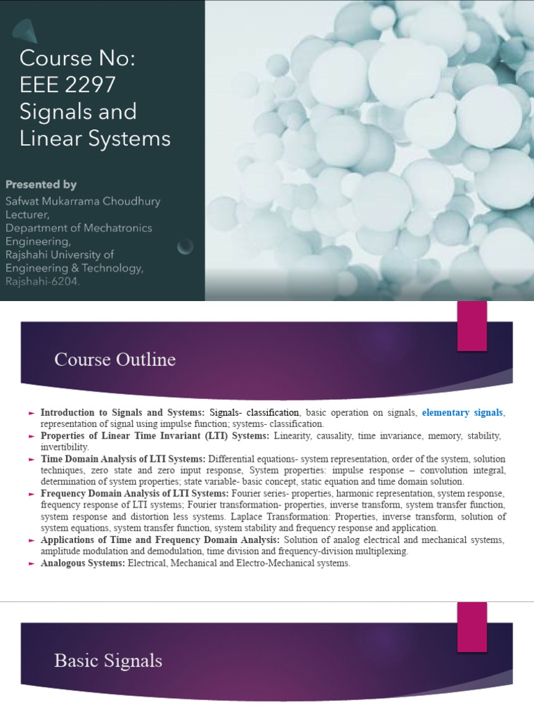 Lecture-3-EEE-2297.pptx | PDF | Signal Processing | Mathematical Analysis