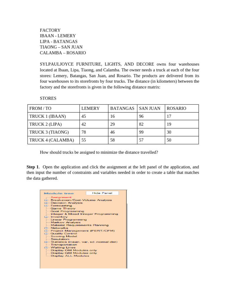 Assignment Method Distance | PDF