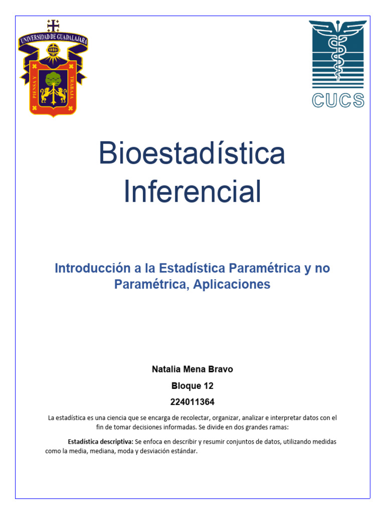 Bioestadística Inferencial - Natalia Mena | PDF | Estadísticas | Análisis de variación