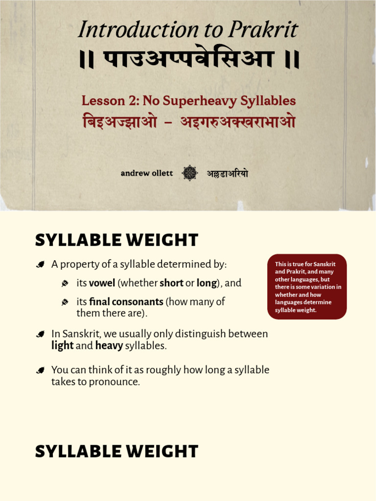 Understanding Syllable Weight in Prakrit | PDF | Syllable | Language ...