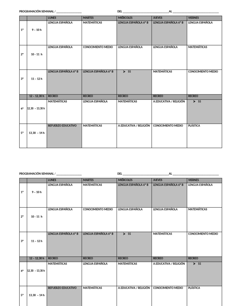 Plantilla Progr. Quincenal | PDF | Estudios de idiomas extranjeros