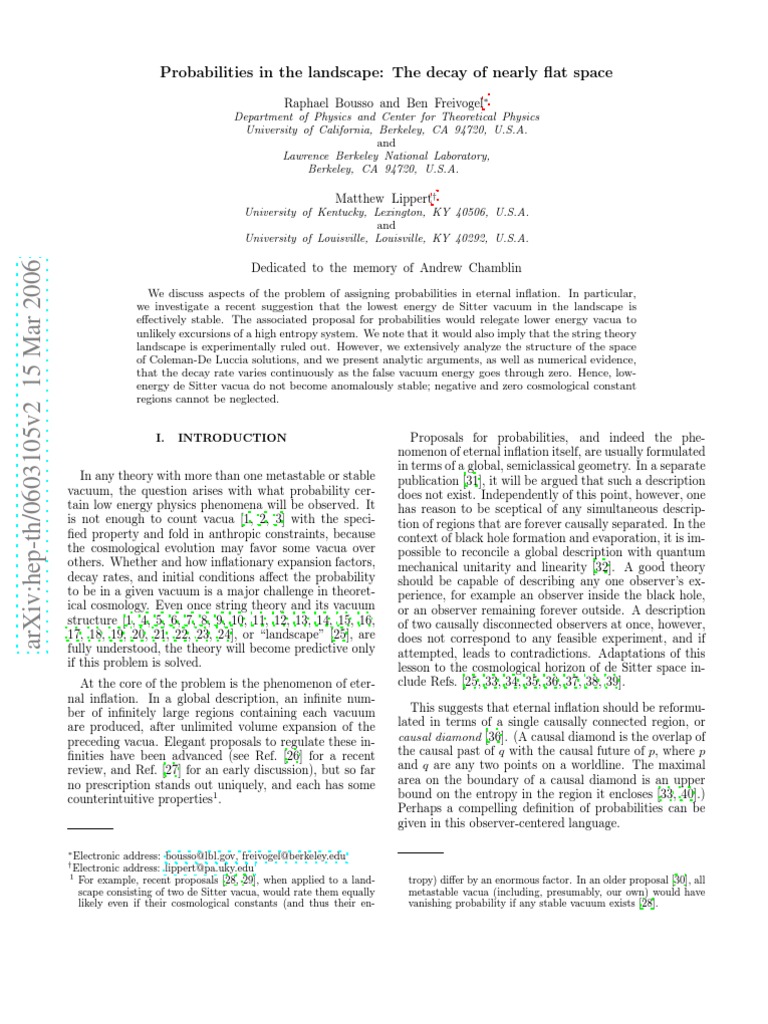 Raphael Bousso, Ben Freivogel and Matthew Lippert - Probabilities in ...