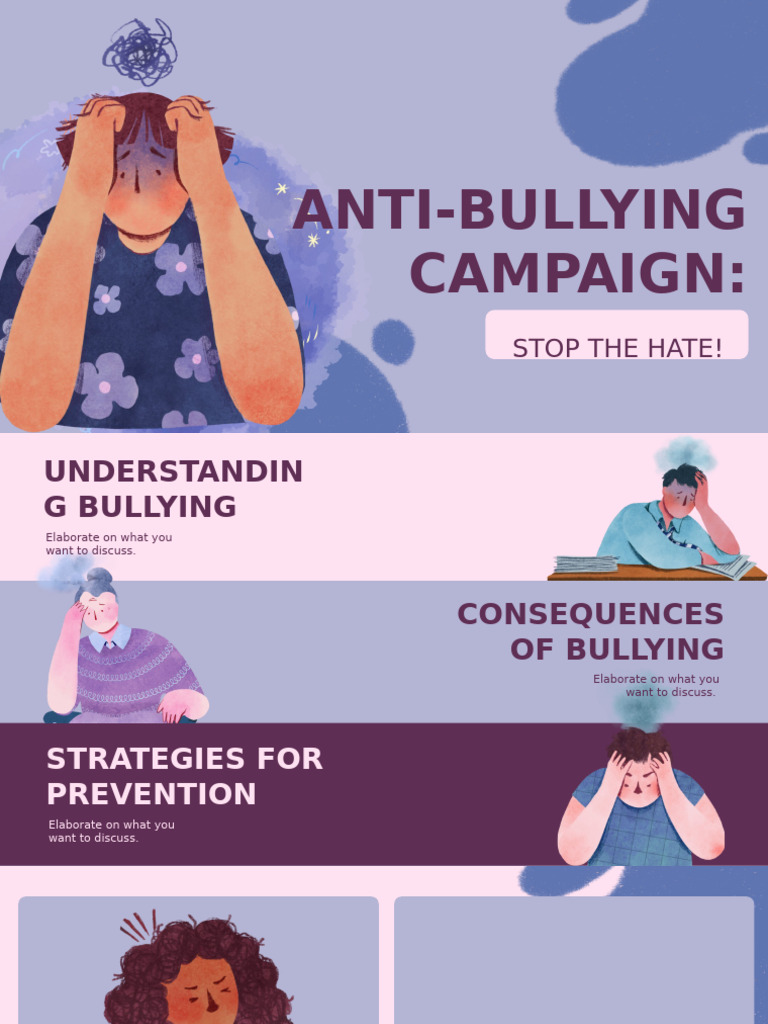 Watercolor Illustrated Anti-Bullying Campaign Stop The Hate! Presentation | PDF | Bullying ...