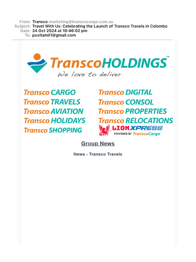 Travel With Us Celebrating The Launch of Transco Travels in Colombo ...