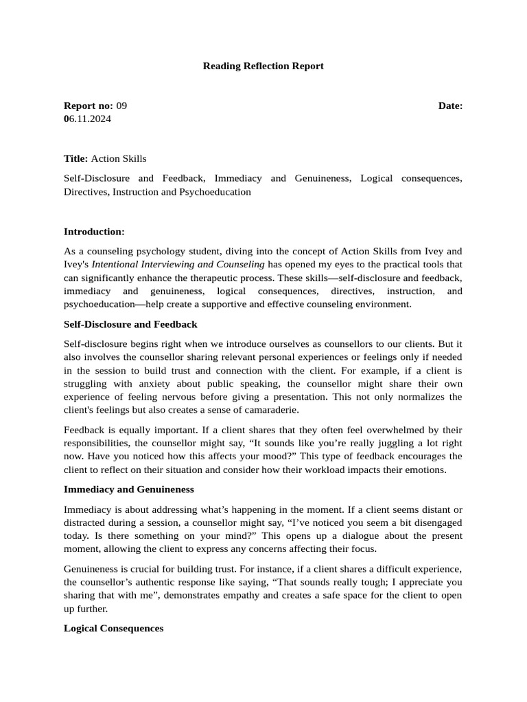 Reading Reflection Report 9 | PDF | Feeling | Cognition