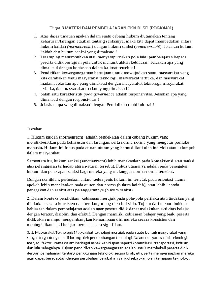 Materi Dan Pembelajaran PKN Di SD | PDF | Ilmu Sosial