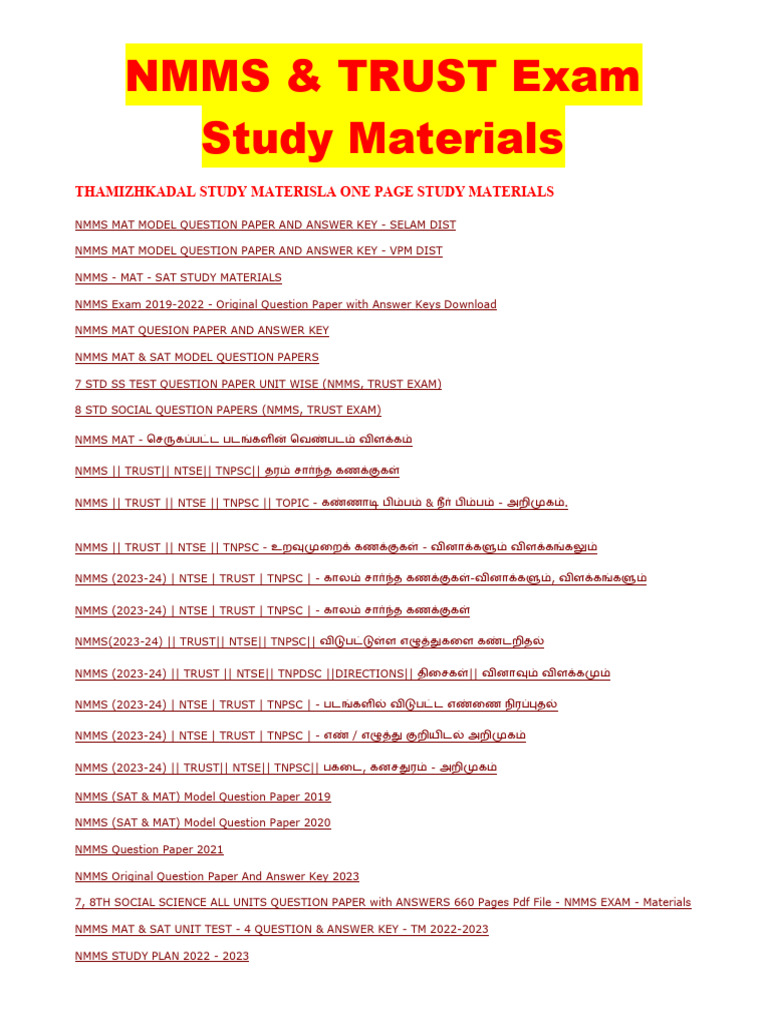 NMMS | PDF | Evaluation Methods | Tests