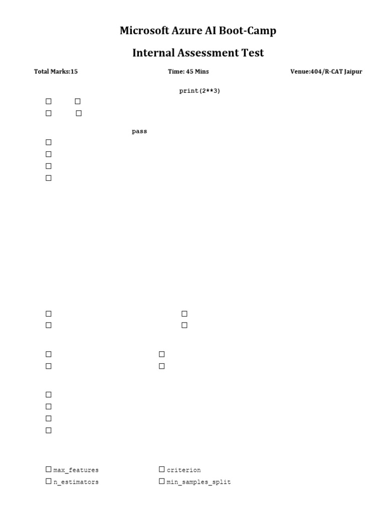 MCQ - Questions - Python - ML - DL - Azure 1 | PDF | Deep Learning | Artificial Intelligence
