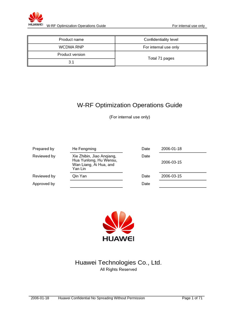 W-RF Optimization Guide-20060608-A-3.1 | PDF | High Speed Packet Access ...