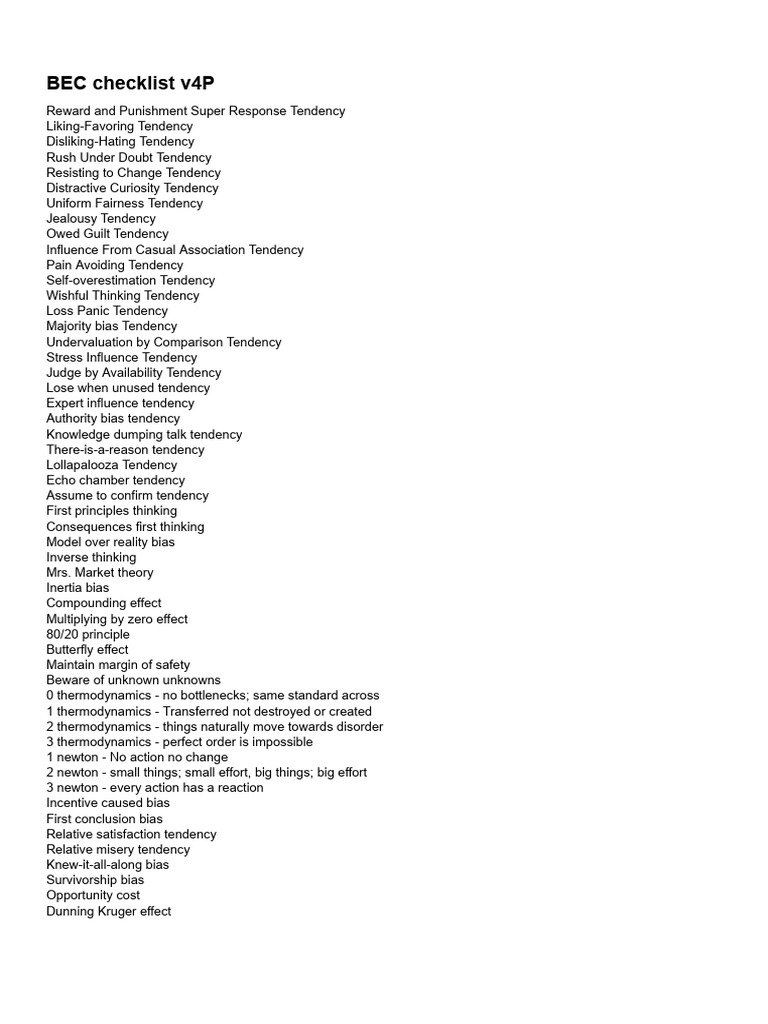 BEC checklist v4P | PDF